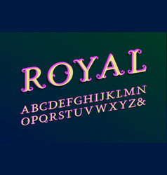 Royal layered alphabet colored 3d font isolated Vector Image