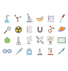 Science chemistry and research icons set Vector Image