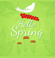 Cartoon frame with spring forest and birds Vector Image