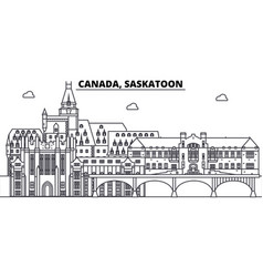 Canada saskatoon line skyline Royalty Free Vector Image