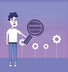 Programmer man stylized young developer Royalty Free Vector