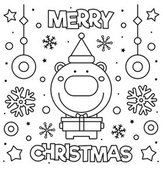 Merry christmas coloring page black and white Vector Image