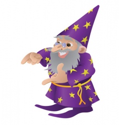 Thumbs up wizard with wand Royalty Free Vector Image