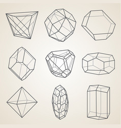 Set geometric crystals Royalty Free Vector Image
