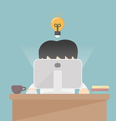 Male office worker typing on computer isolated Vector Image