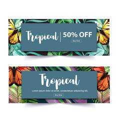 Banner design with classic wild tropical plants Vector Image