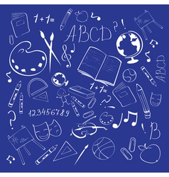 Back to school doodles in chalkboard background Vector Image