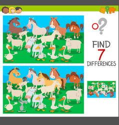 Differences activity with farm animal characters Vector Image