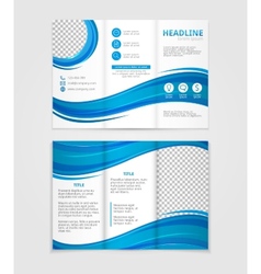 Blue booklet template design with waves Royalty Free Vector