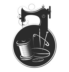 Sewing machine and thread silhouette Royalty Free Vector