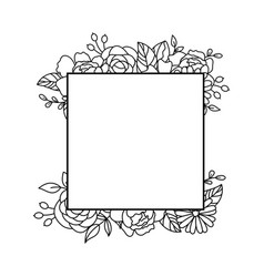 Floral frame border doodle square frame Royalty Free Vector
