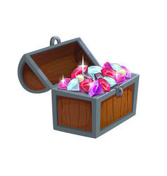 Animated treasure chest with red precious gem Vector Image
