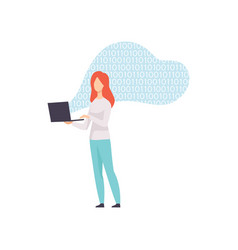 Person programmer working on laptop with program Vector Image