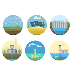 Generation energy types power plant icons Vector Image