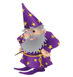 Thumbs up wizard with wand Royalty Free Vector Image