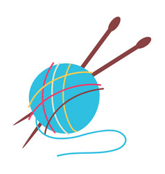 Wool emblem with ball of yarn and knitting Vector Image