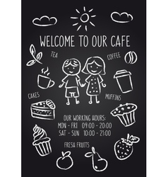 Welcome to our cafe chalkboard poster Royalty Free Vector