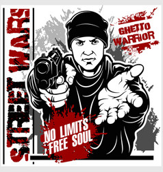 Man with gun ghetto warriors Royalty Free Vector Image