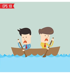 Cartoon stick man sailing a rubber boat Royalty Free Vector