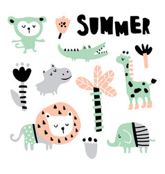 Cute Woodland and Jungle Animals Set Royalty Free Vector