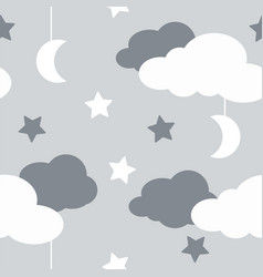 Seamless pattern with sky elements in line art Vector Image