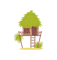 Bungalow hut in tropical jungle Royalty Free Vector Image