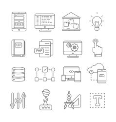 Process data analysis icon set in thin line style Vector Image