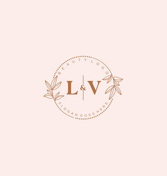 Initial lv letters beautiful floral feminine Vector Image