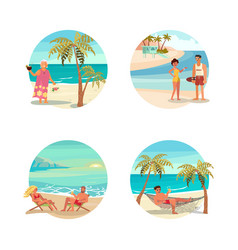 Dream scene with beautiful beach in round design Vector Image