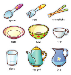 Tableware vocabulary Royalty Free Vector Image