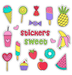 Collection of cute sweet stickers Royalty Free Vector Image