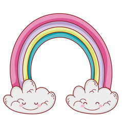 Sun clouds rainbow birds nature frame border Vector Image