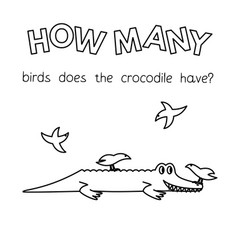 Cartoon crocodile counting game coloring book Vector Image