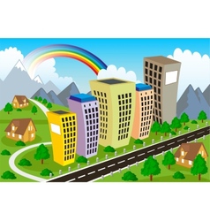 Colorful cartoon city Royalty Free Vector Image