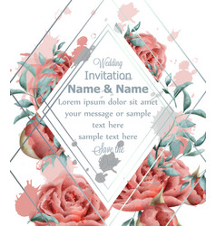 Wedding invitation card with roses flowers Vector Image