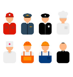 Flat professional worker icon set Royalty Free Vector Image