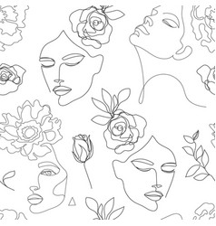 Flower rose linear seamless background Royalty Free Vector