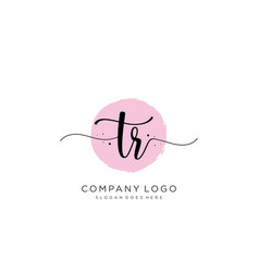Tr initial handwriting logo with rectangle Vector Image