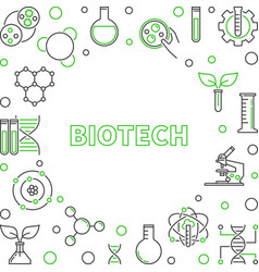 Biotechnology or biotech green line round Vector Image