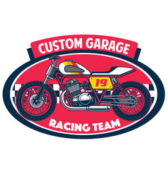 Flat tracker motorcycle badge design Royalty Free Vector