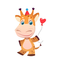 Cute animals greeting with birthday in hat Vector Image