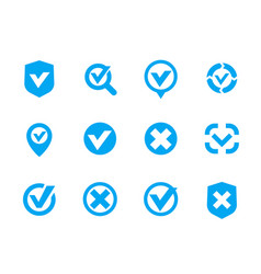 Circle round check logo icon badges Royalty Free Vector