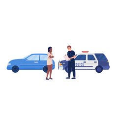Cartoon smiling officer policeman standing Vector Image