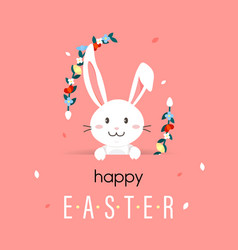 Cute cartoon baby rabbit or bunny and flowers Vector Image