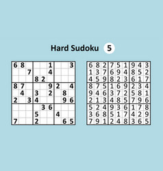 Sudoku game with answers hard complexity simple Vector Image