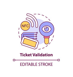 Ticket validation light blue concept icon Vector Image