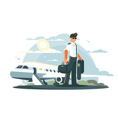 Man pilot in uniform male captain standing pose Vector Image
