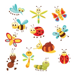 Funny cartoon insects set Royalty Free Vector Image