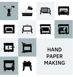 Hand paper making process icon set Royalty Free Vector Image