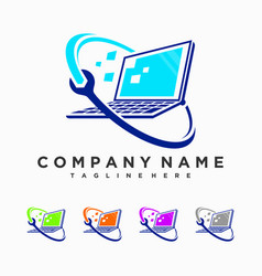 Laptop service logo Royalty Free Vector Image - VectorStock